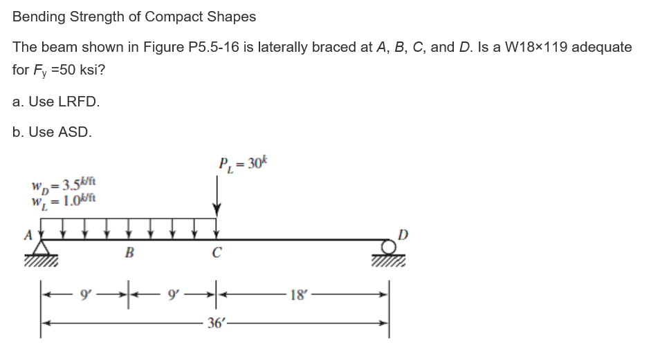 Solved Bending Strength of Compact Shapes The beam shown in | Chegg.com