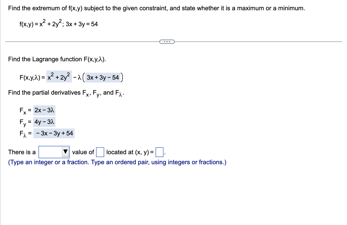 Solved f(x,y)=x2+2y2;3x+3y=54 Find the Lagrange function | Chegg.com