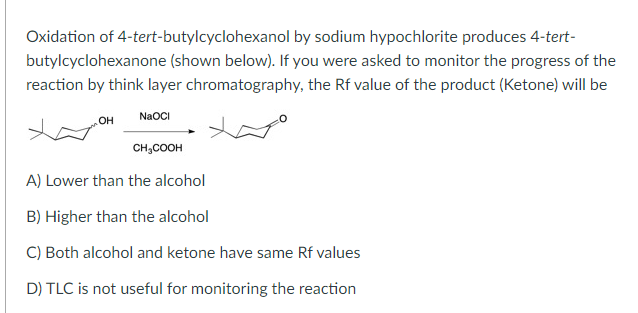 Solved Oxidation of 4-tert-butylcyclohexanol by sodium | Chegg.com