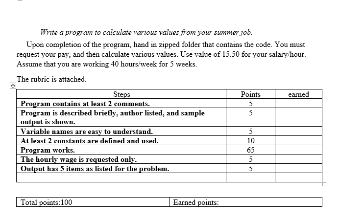 Solved Write a program to calculate various values from your | Chegg.com