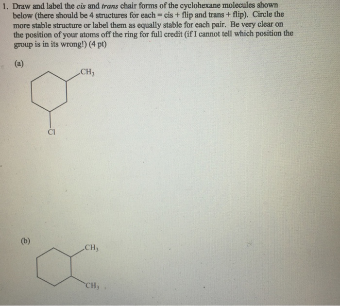 Solved Draw and label the cis and trans chair forms of the | Chegg.com