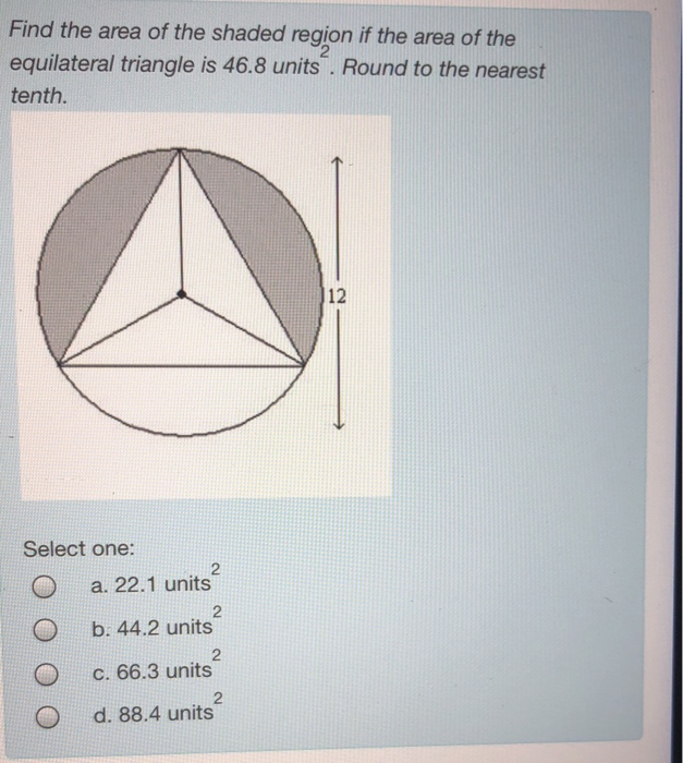 Solved Find the area of the shaded region if the area of the | Chegg.com