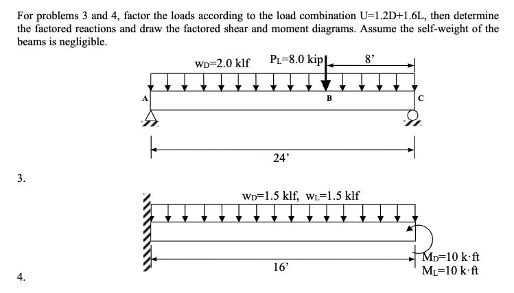 Solved For problems 3 and 4, factor the loads according to | Chegg.com