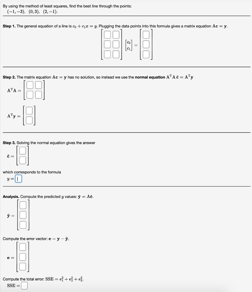 Solved By using the method of least squares, find the best | Chegg.com