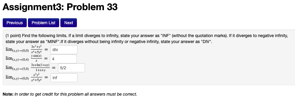 Solved Assignment3: Problem 33 Previous Problem ListNext (1 | Chegg.com