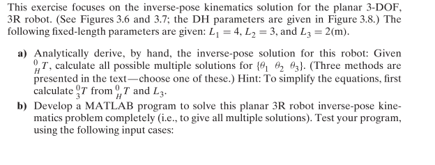 Solved This exercise focuses on the inverse-pose kinematics | Chegg.com