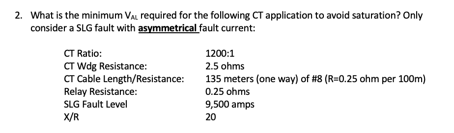 Solved 2. What is the minimum VAL required for the following | Chegg.com