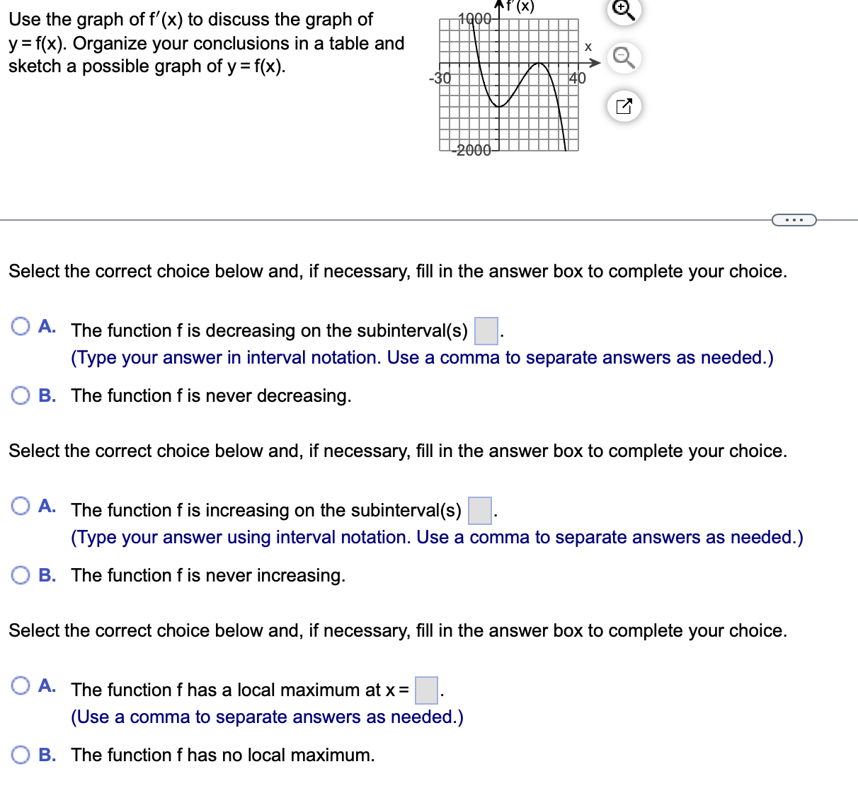 Use the graph of f′(x) to discuss the graph of | Chegg.com