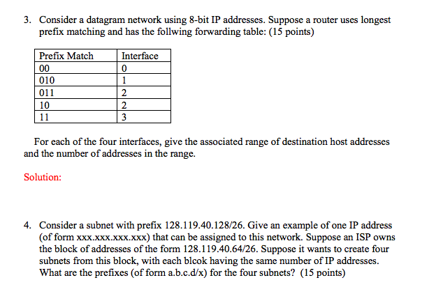 Solved 3. Consider a datagram network using 8-bit IP | Chegg.com