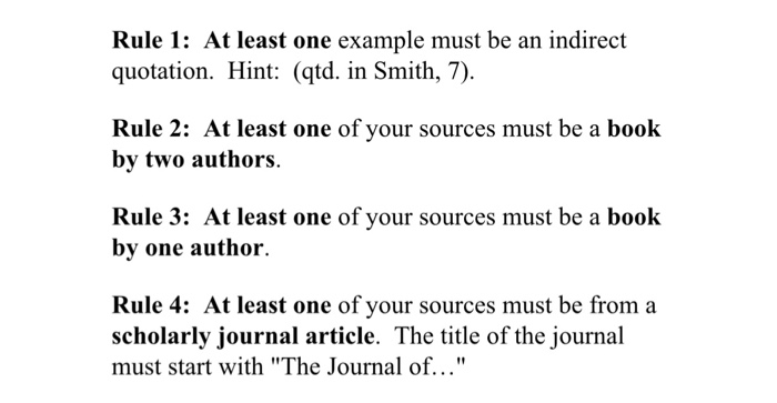 Rule 1: At least one example must be an indirect | Chegg.com