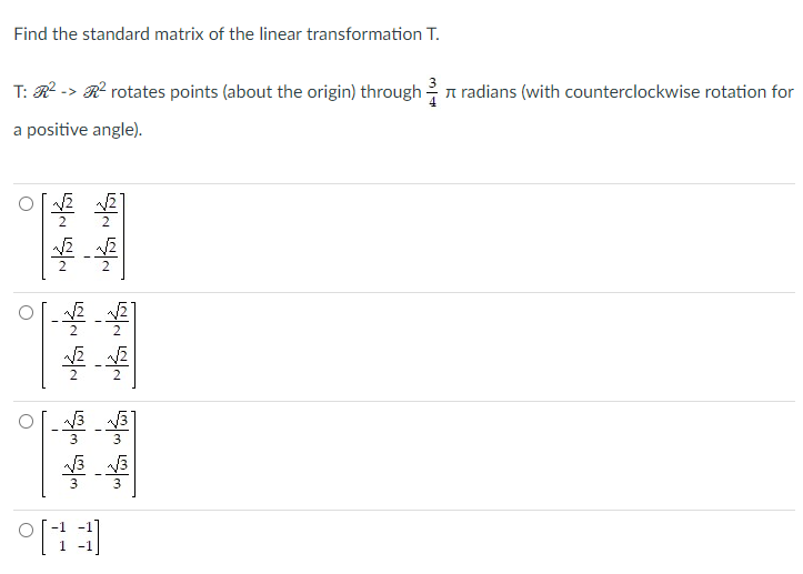 Solved Find the standard matrix of the linear transformation | Chegg.com