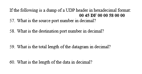 Solved If the following is a dump of a UDP header in | Chegg.com