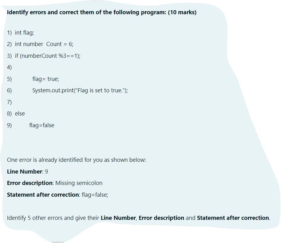 Solved Identify errors and correct them of the following | Chegg.com