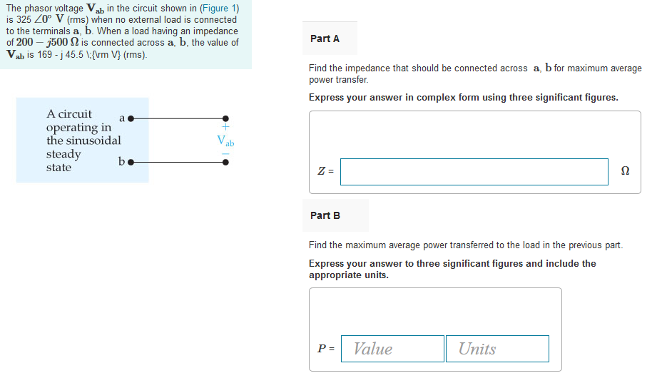 Solved The phasor voltage Vab in the circuit shown in | Chegg.com