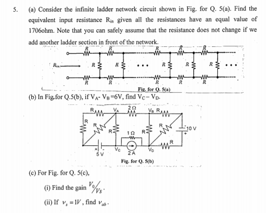 Solved 5. (a) Consider the infinite ladder network circuit | Chegg.com