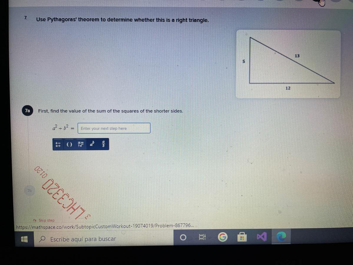 Solved 7 Use Pythagoras' theorem to determine whether this | Chegg.com