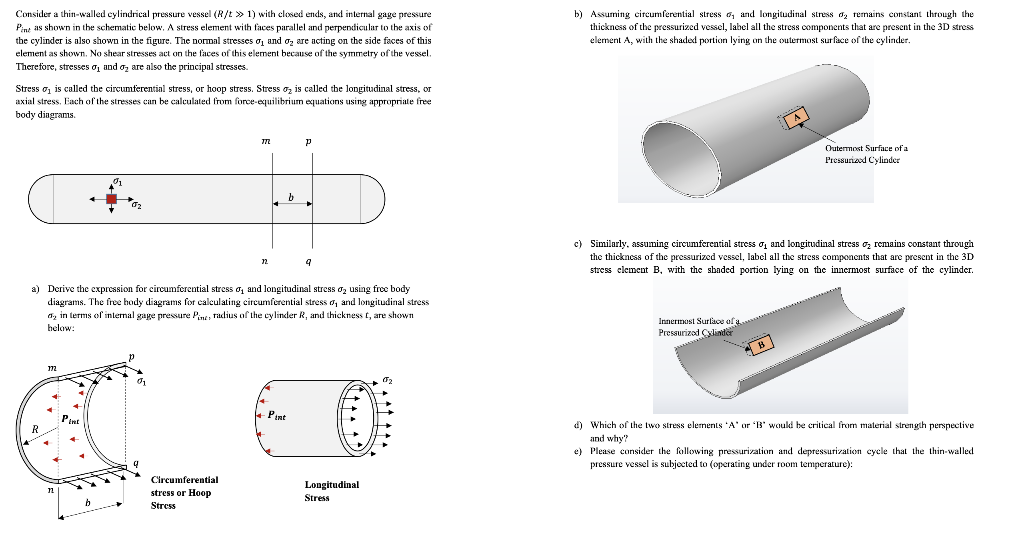Solved b) Assuming circumferential stress, and longitudinal | Chegg.com