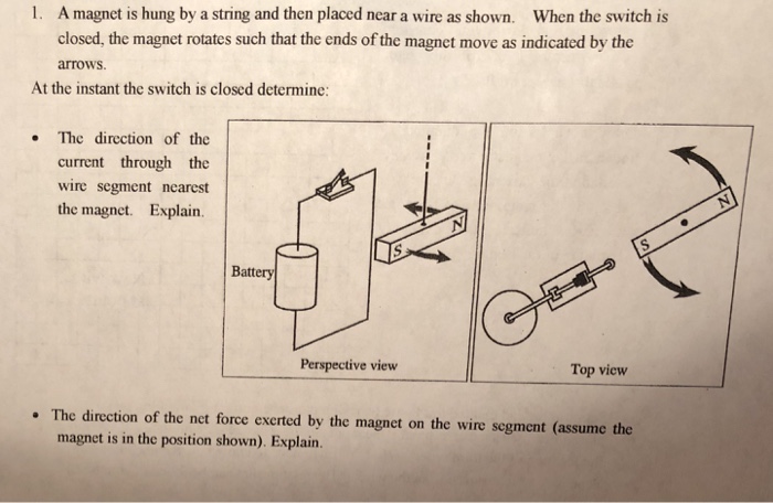 Solved A magnet is hung by a string and then placed near a | Chegg.com