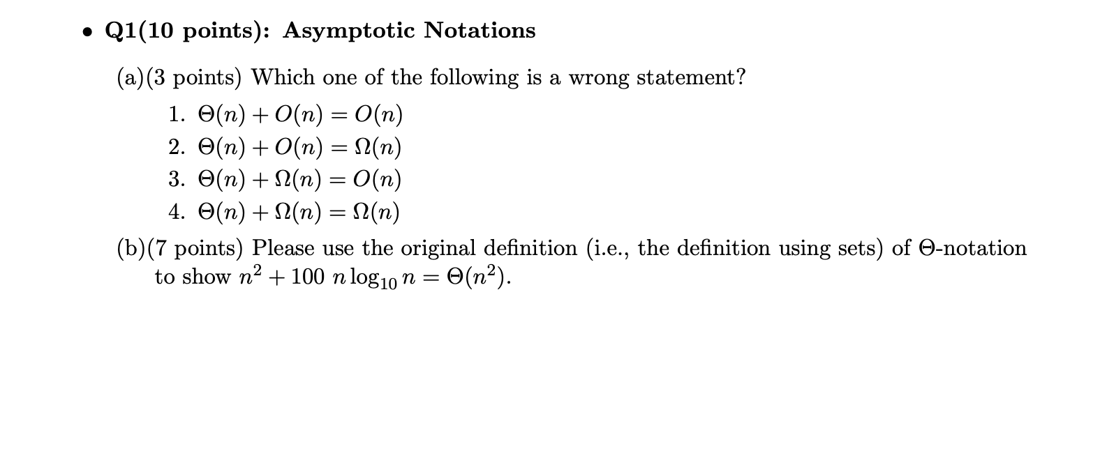 Solved • Q1(10 points): Asymptotic Notations (a) (3 points) | Chegg.com Solved • Q1(10 points): Asymptotic Notations (a) (3 points) | Chegg.com