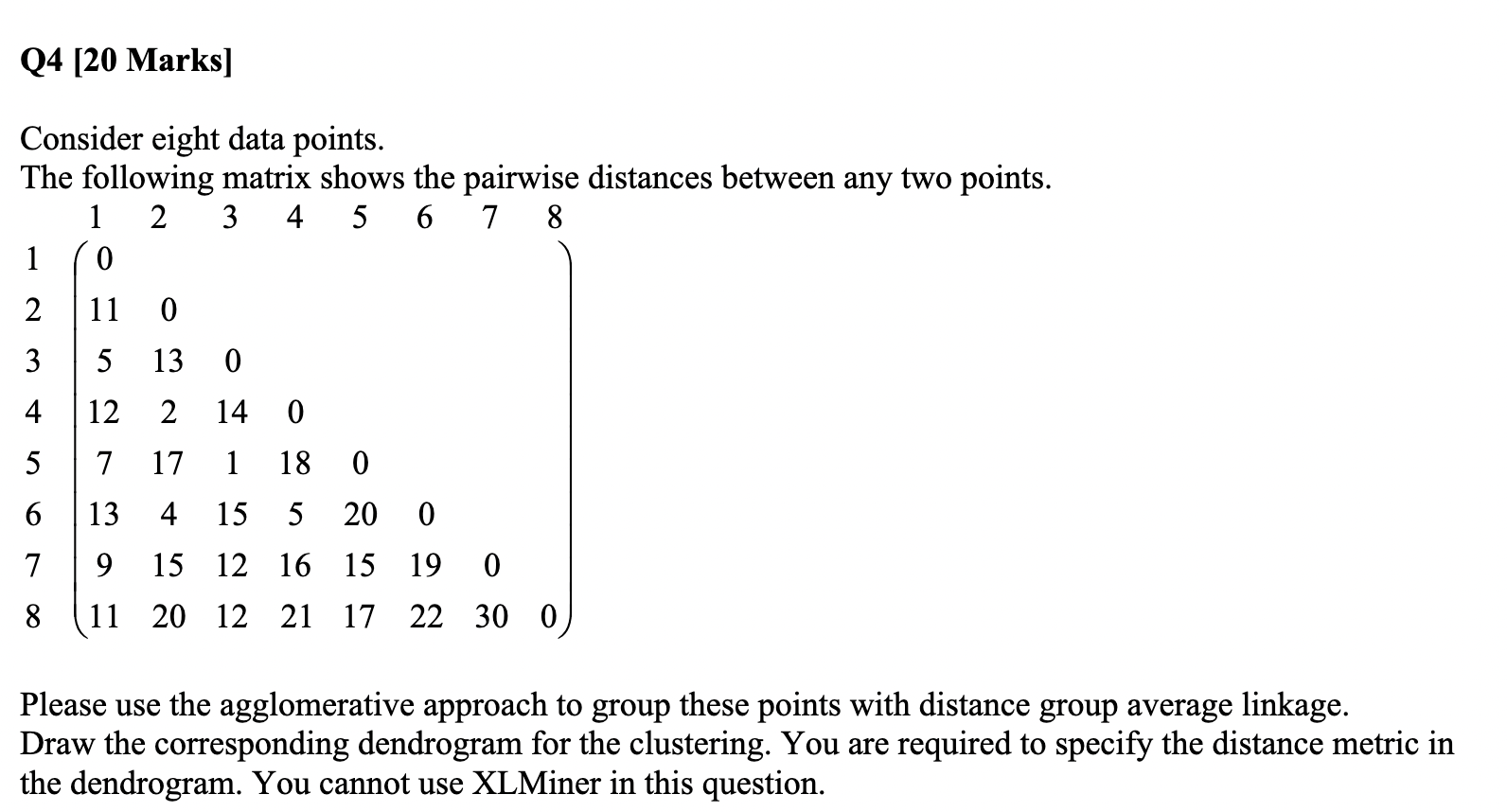 Solved Consider eight data points. The following matrix | Chegg.com