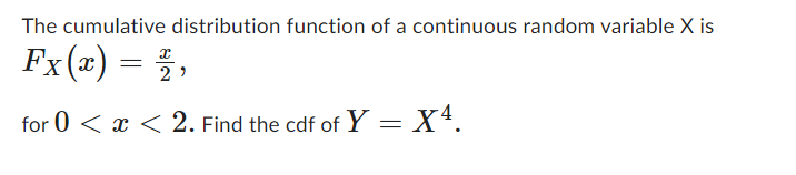 Solved The cumulative distribution function of a continuous | Chegg.com
