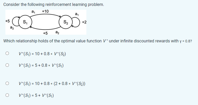 Solved Consider the following reinforcement learning | Chegg.com