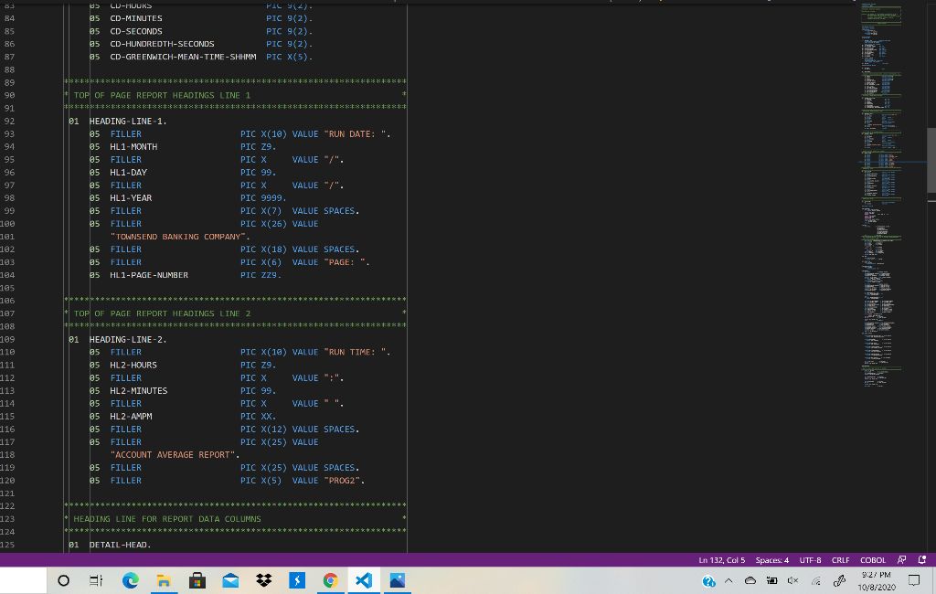 Solved My COBOL Program is having the report come | Chegg.com