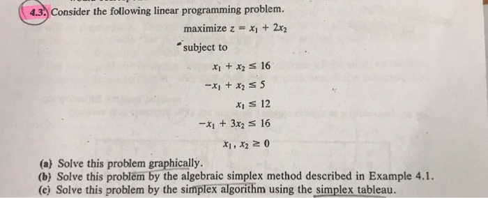 Solved 43 Consider The Following Linear Programming