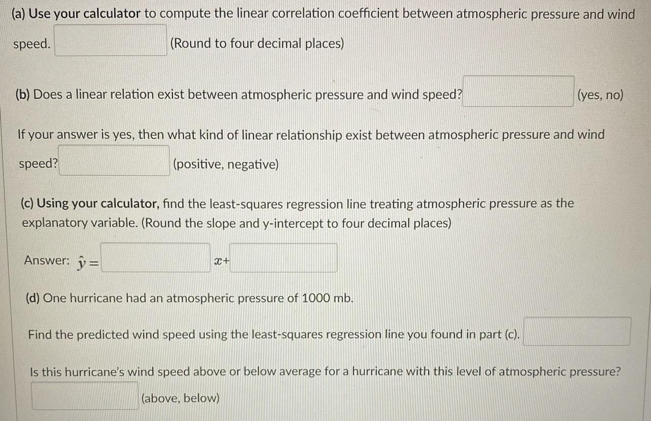 Solved The following data represent the maximum wind speed | Chegg.com
