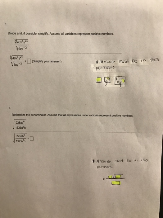 Solved 1. Divide and, if possible, simplify. Assume all | Chegg.com