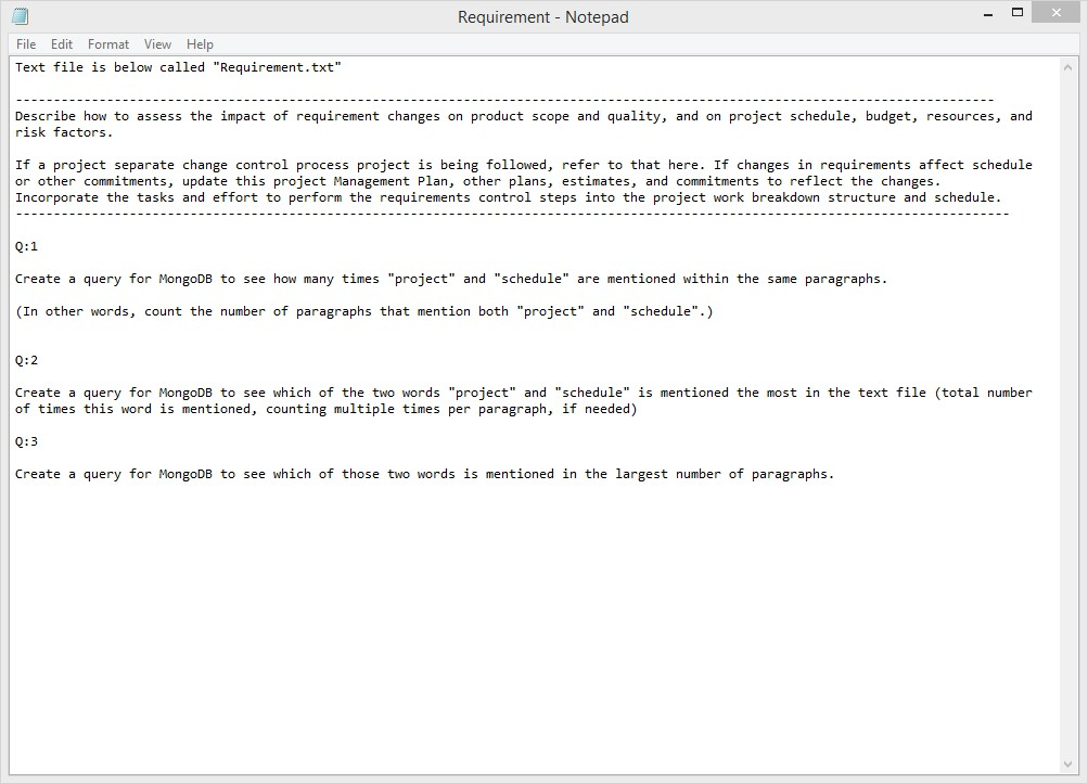 Requirement - Notepad - OX File Edit Format View Help | Chegg.com