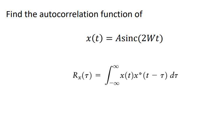 Solved Find The Autocorrelation Function