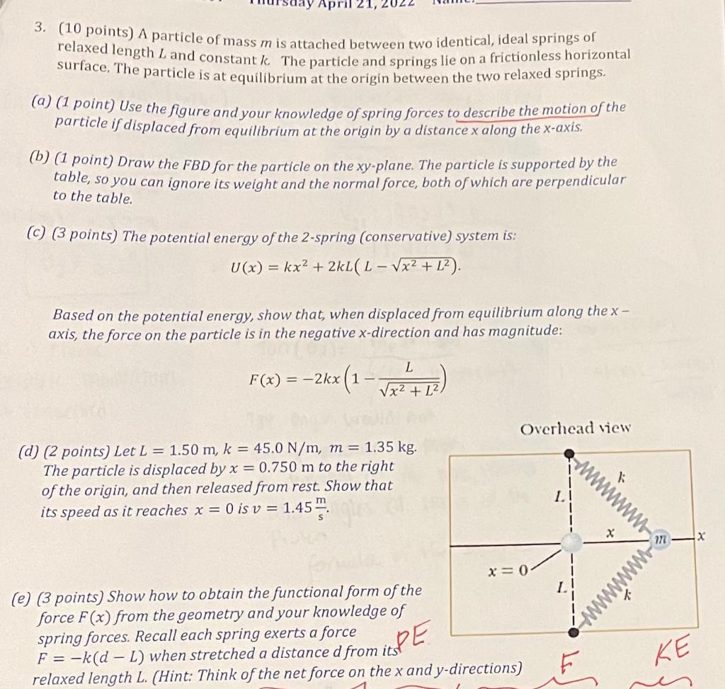 Solved April 21, relaxed length L and constant k The | Chegg.com