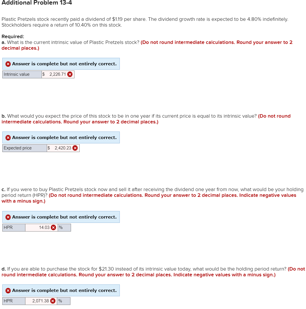 Solved Additional Problem 13-4Plastic Pretzels stock | Chegg.com