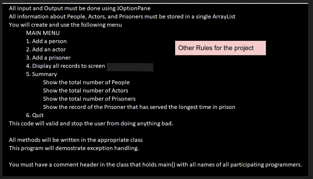 Solved Create the Person Class NOTE: Other method may be | Chegg.com