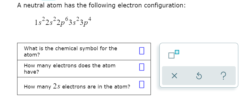 Solved A neutral atom has the following electron | Chegg.com