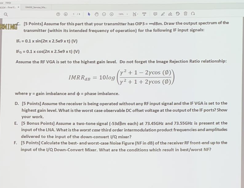 Solved Q2. [30 Points] You are hired as an RF engineer to | Chegg.com