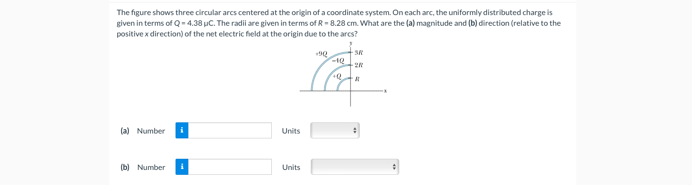 Solved The figure shows three circular arcs centered at the | Chegg.com
