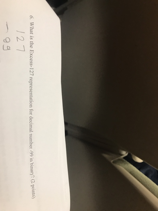 Solved 6. What is the Excess-127 representation for decimal | Chegg.com