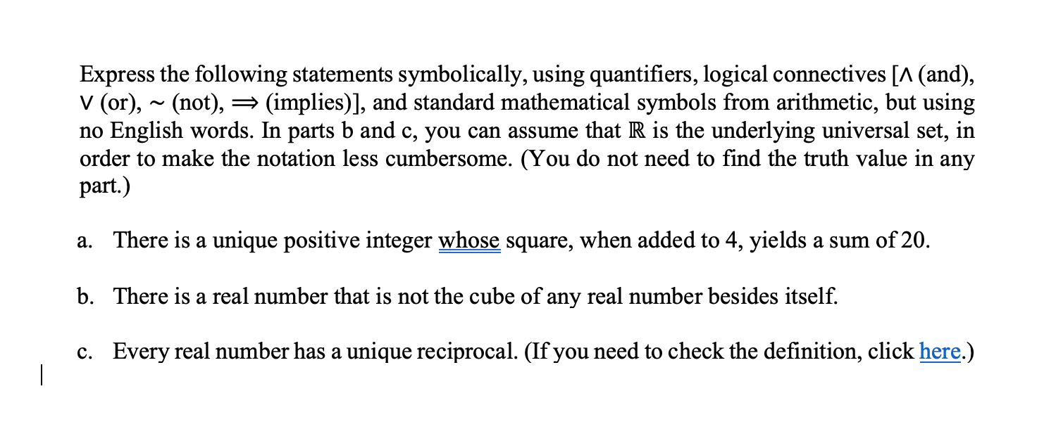 Solved Express the following statements symbolically, using | Chegg.com