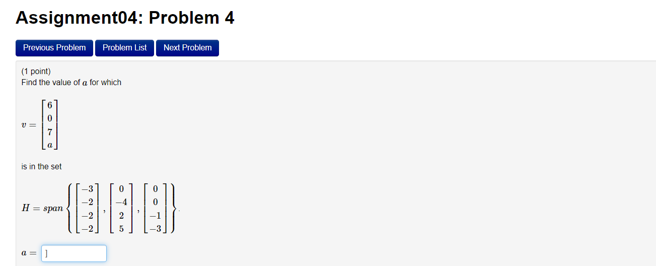 Solved Assignment04 Problem 4 Previous Problem Problem List 4197