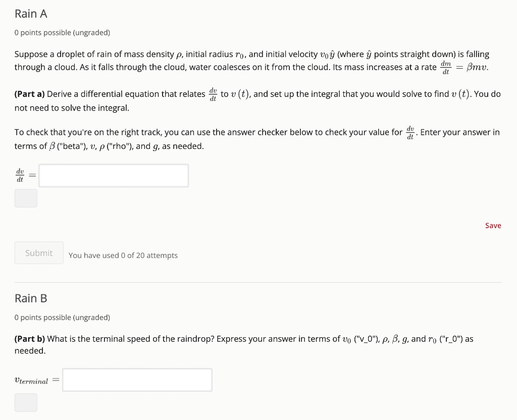 Solved 0 points possible (ungraded) Suppose a droplet of | Chegg.com