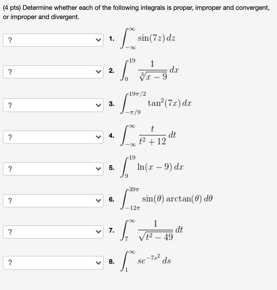 Solved (4 pts) Determine whether each of the following | Chegg.com