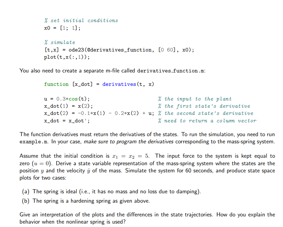 Solved 5 We Will Now Simulate A Nonlinear System Consider