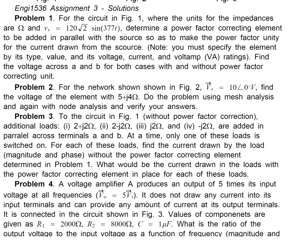 Solved Engi1536 Assignment 3 - Solutions Problem 1. For the | Chegg.com