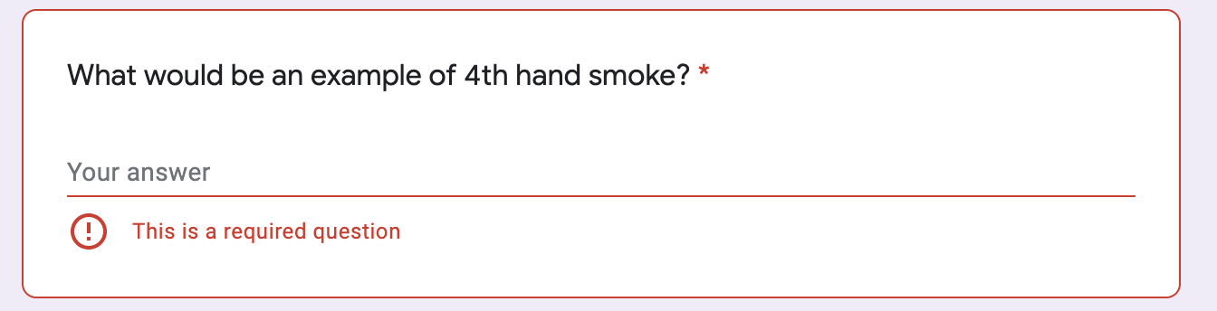 Solved What would be an example of 4th hand smoke? * Your | Chegg.com