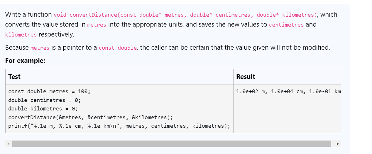 Solved Write a function void convertDistance(const double* | Chegg.com