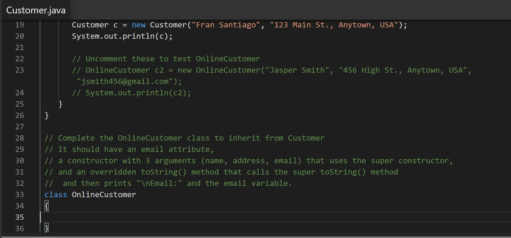 Solved Programming Challenge : Customer Info The Customer | Chegg.com