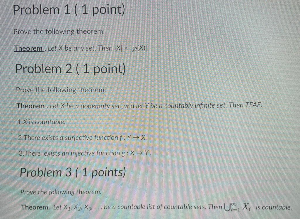 Solved Problem 1( 1 point) Prove the following theorem: | Chegg.com