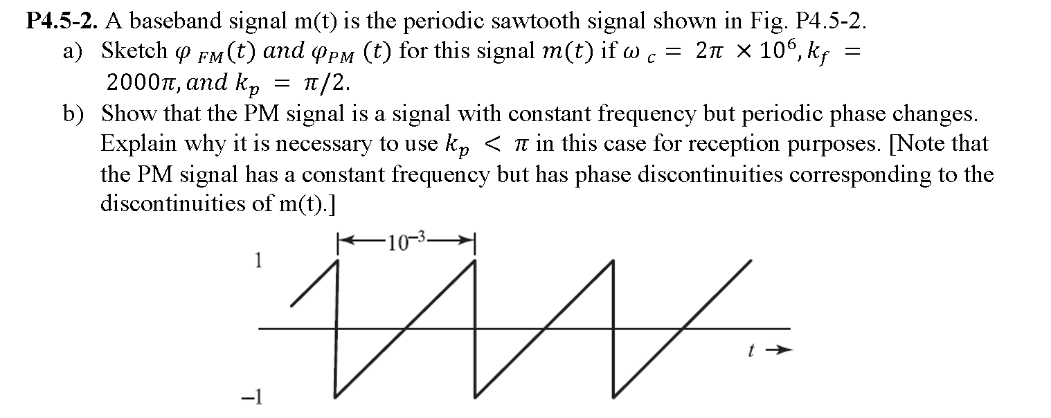 Solved P4.5-2. A baseband signal m(t) is the periodic | Chegg.com